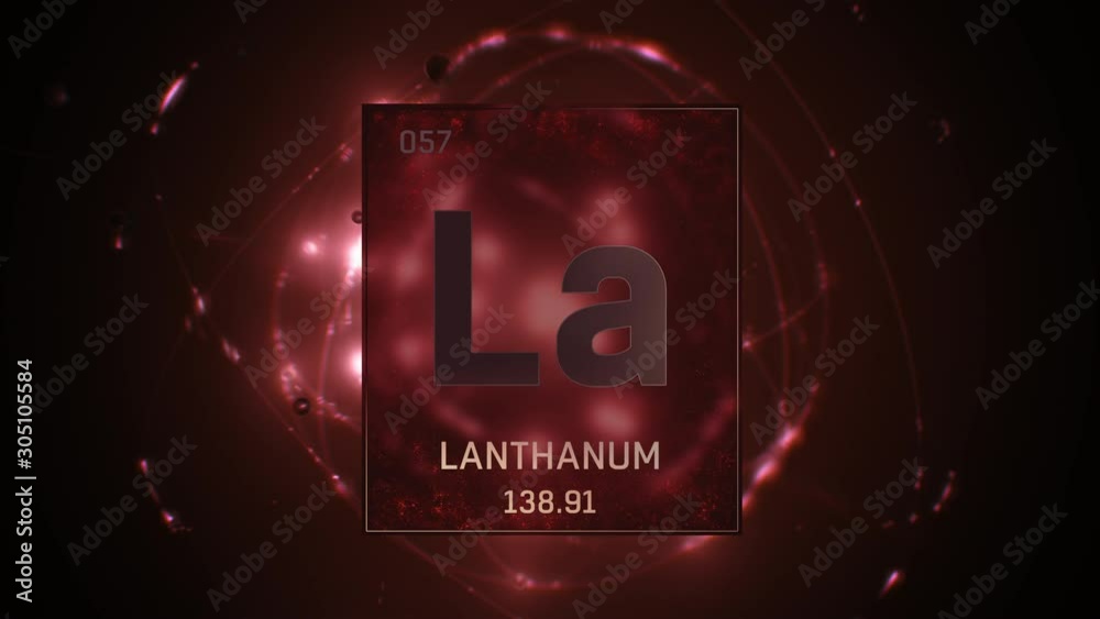 Lanthanum as Element 57 of the Periodic Table. Seamlessly looping 3D ...