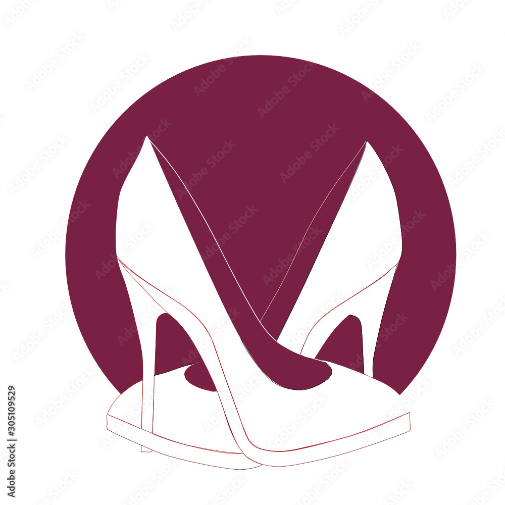 Elegant High Heel Logo with Silhouette Stock Vector | Adobe Stock