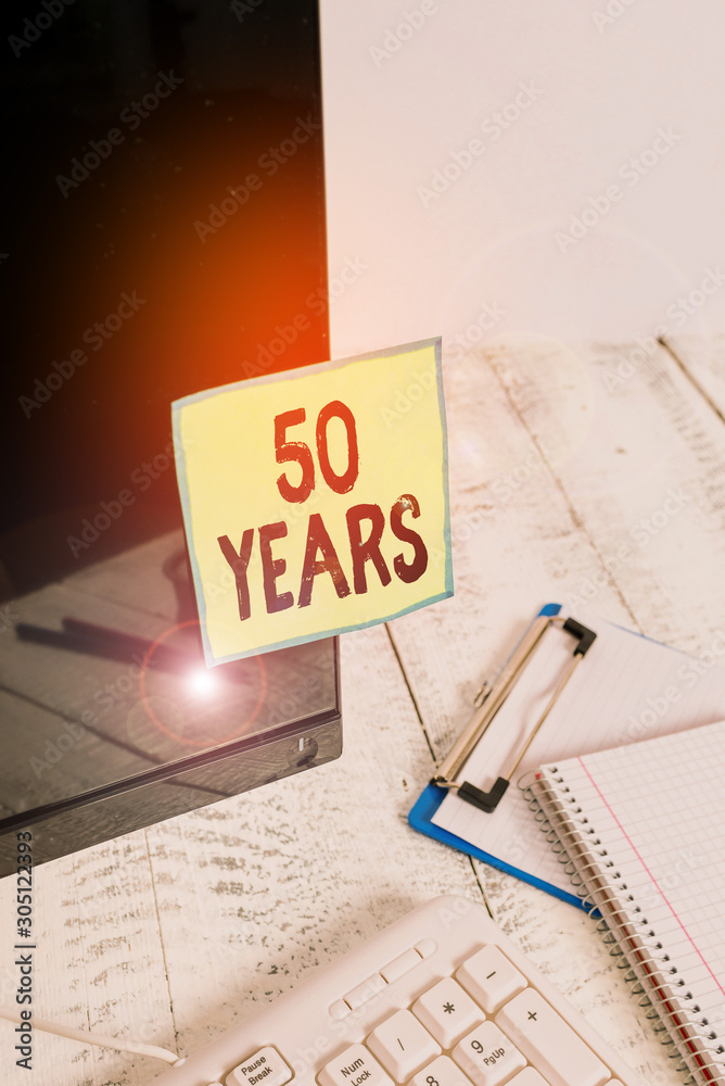 Text sign showing 50 Years. Business photo showcasing Honoring Ruby ...