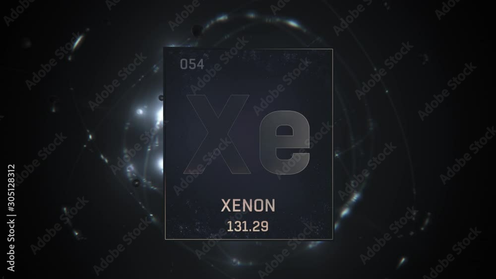 Xenon as Element 54 of the Periodic Table. Seamlessly looping 3D ...