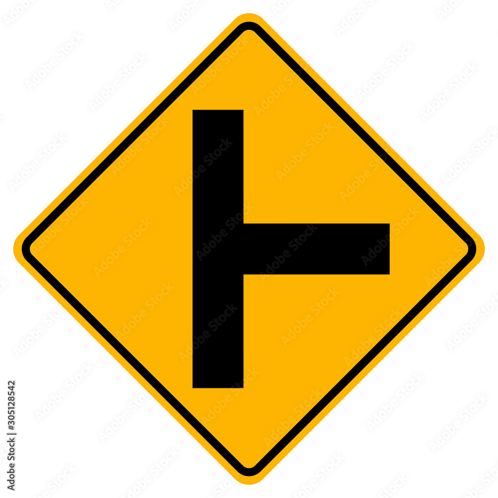 T-Junction Traffic Road Sign,Vector Illustration, Isolate On White ...