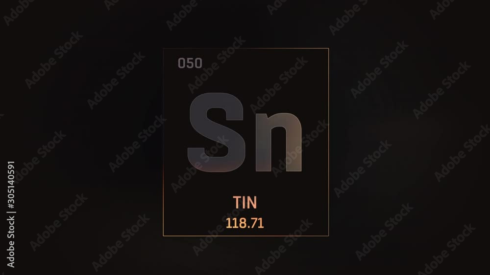 Tin as Element 50 of the Periodic Table. Seamlessly looping 3D ...