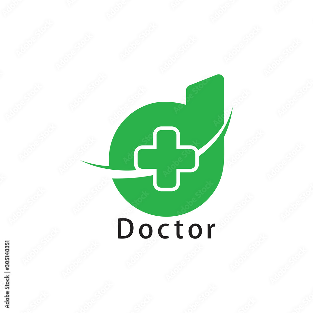 letter d doctor plus medical cute kid concept vector Stock Vector ...