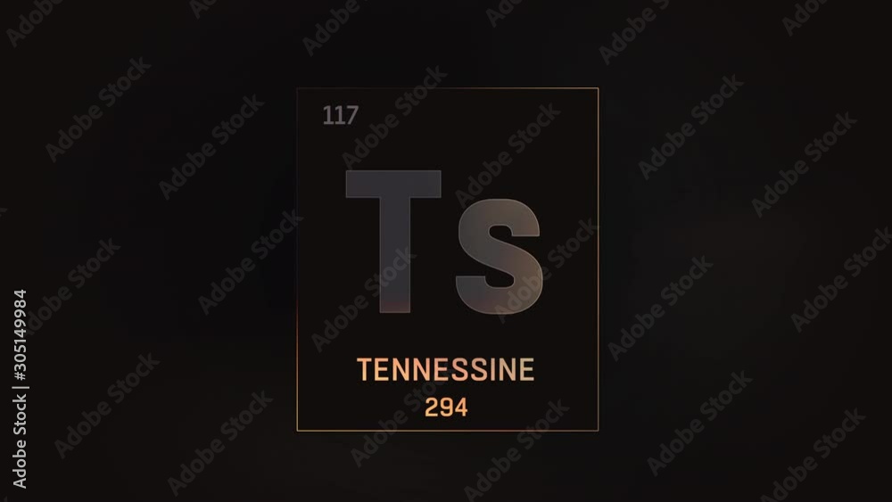 Tennessine as Element 117 of the Periodic Table. Seamlessly looping 3D ...