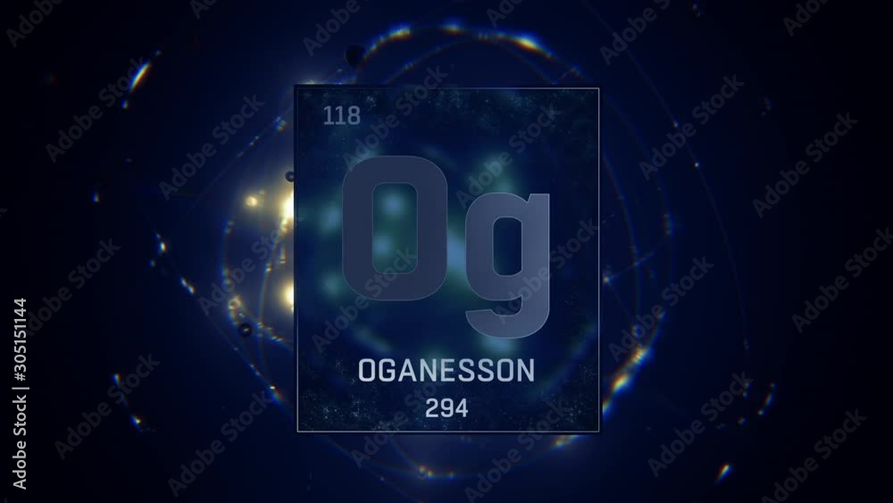 Oganesson as Element 118 of the Periodic Table. Seamlessly looping 3D ...