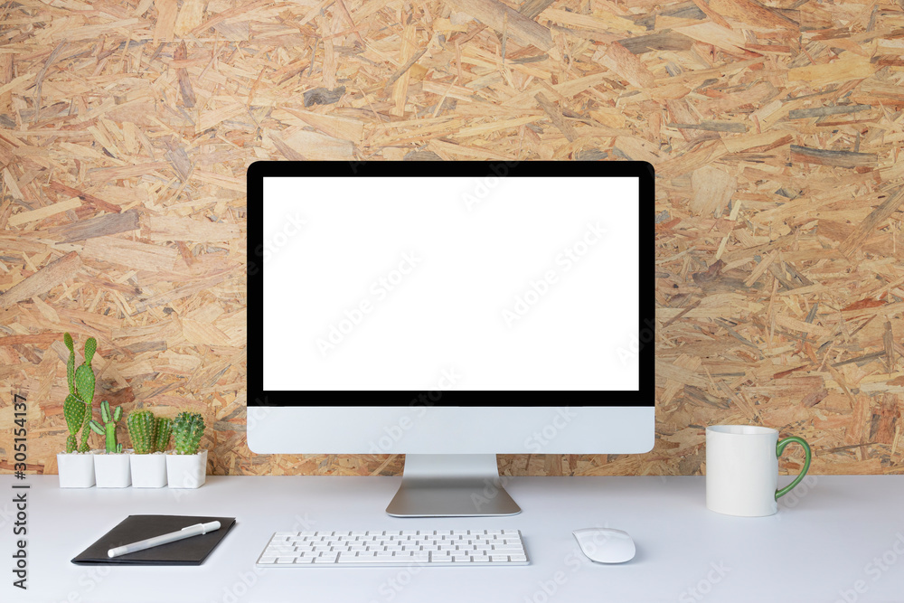 Computer with blank white copy space for text, Mockup design desktop ...