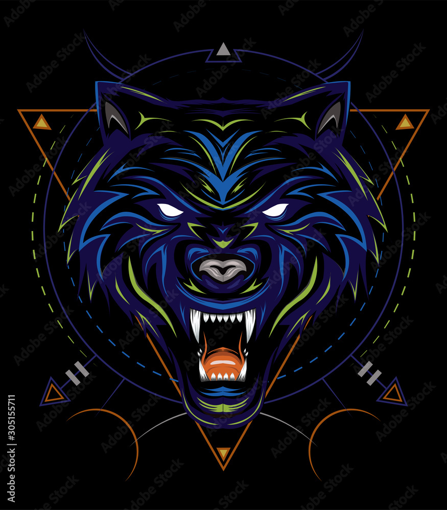 Blue wolf vector illustration, head wolves Stock Vector | Adobe Stock