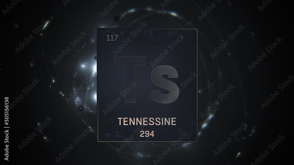 Tennessine as Element 117 of the Periodic Table. Seamlessly looping 3D ...