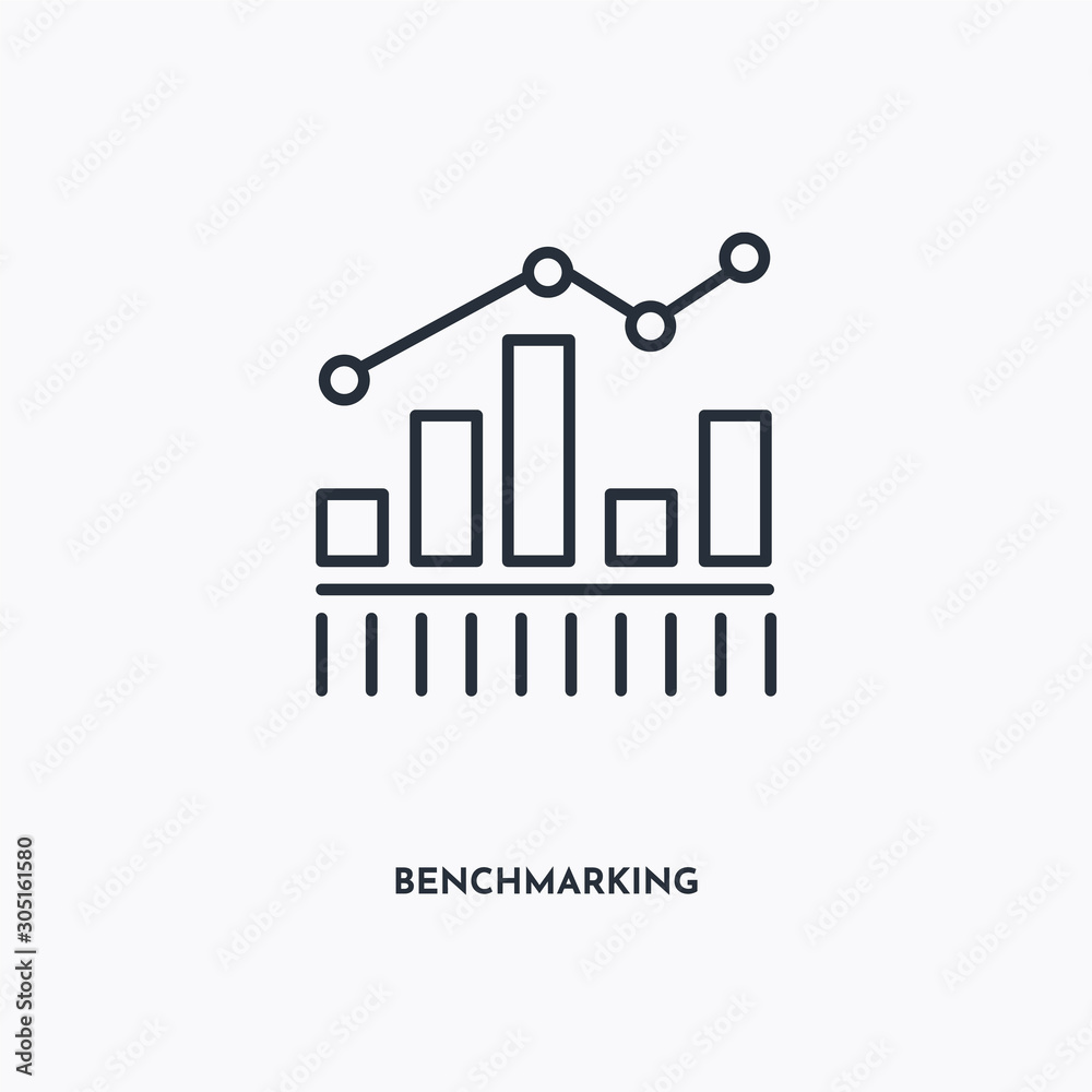 Benchmarking outline icon. Simple linear element illustration. Isolated ... Benchmarking outline icon. Simple linear element illustration. Isolated ...
