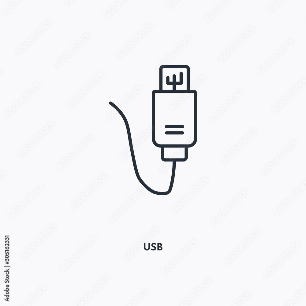 Usb outline icon. Simple linear element illustration. Isolated line Usb ...