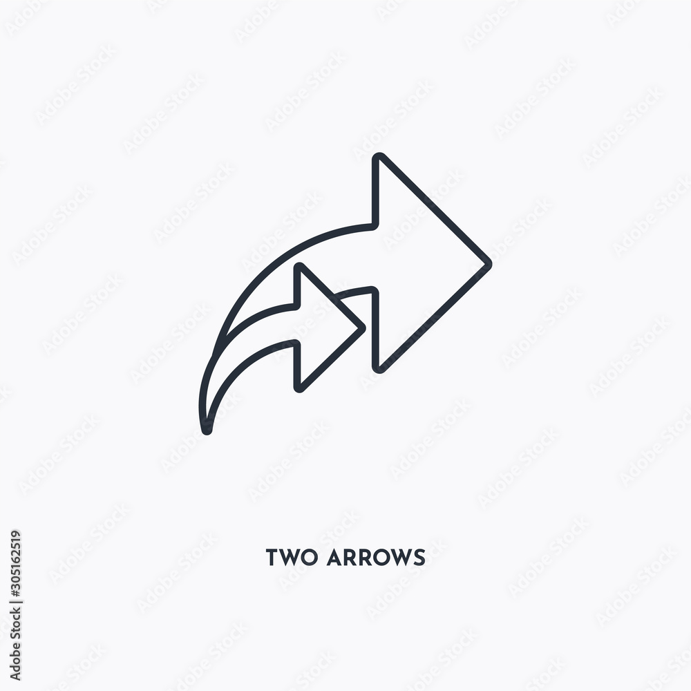 two arrows outline icon. Simple linear element illustration. Isolated ...