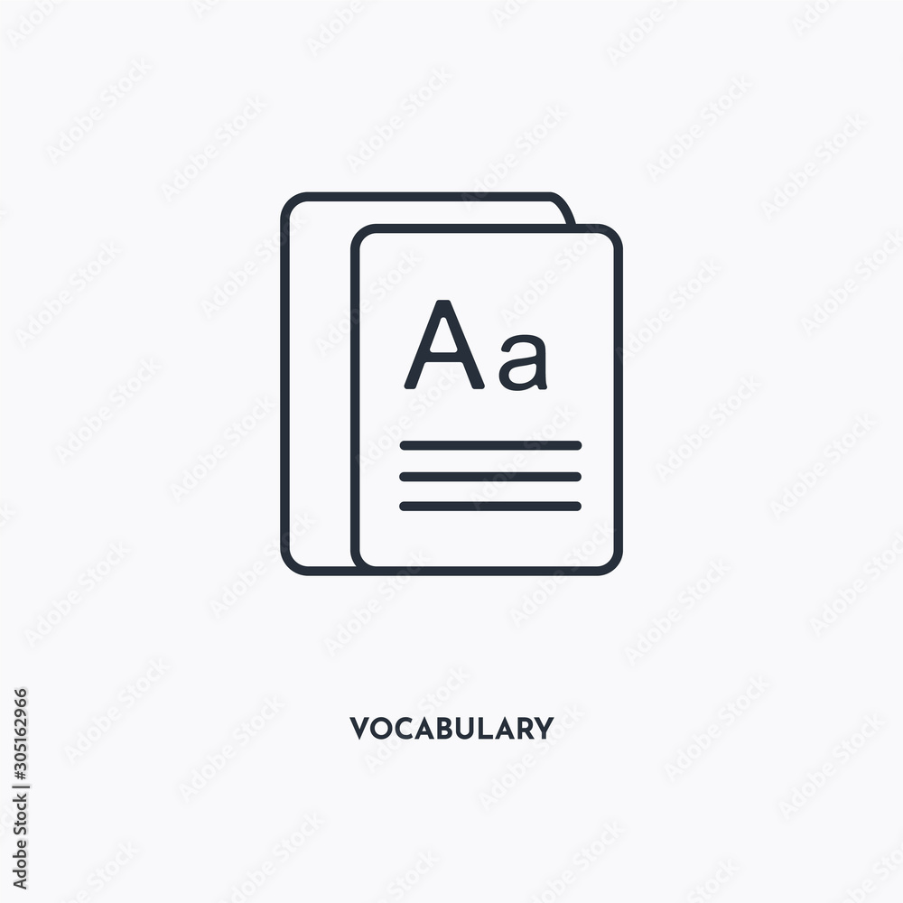 Vocabulary outline icon. Simple linear element illustration. Isolated ...