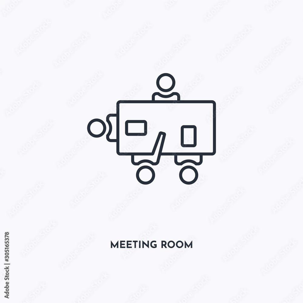 Meeting room outline icon. Simple linear element illustration. Isolated ...