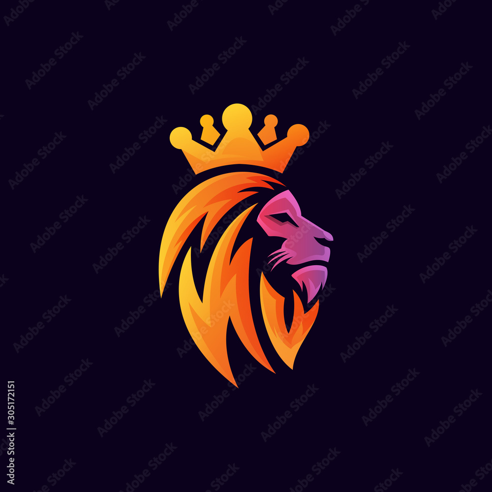 gradient lion king head logo premium vector Stock Vector | Adobe Stock