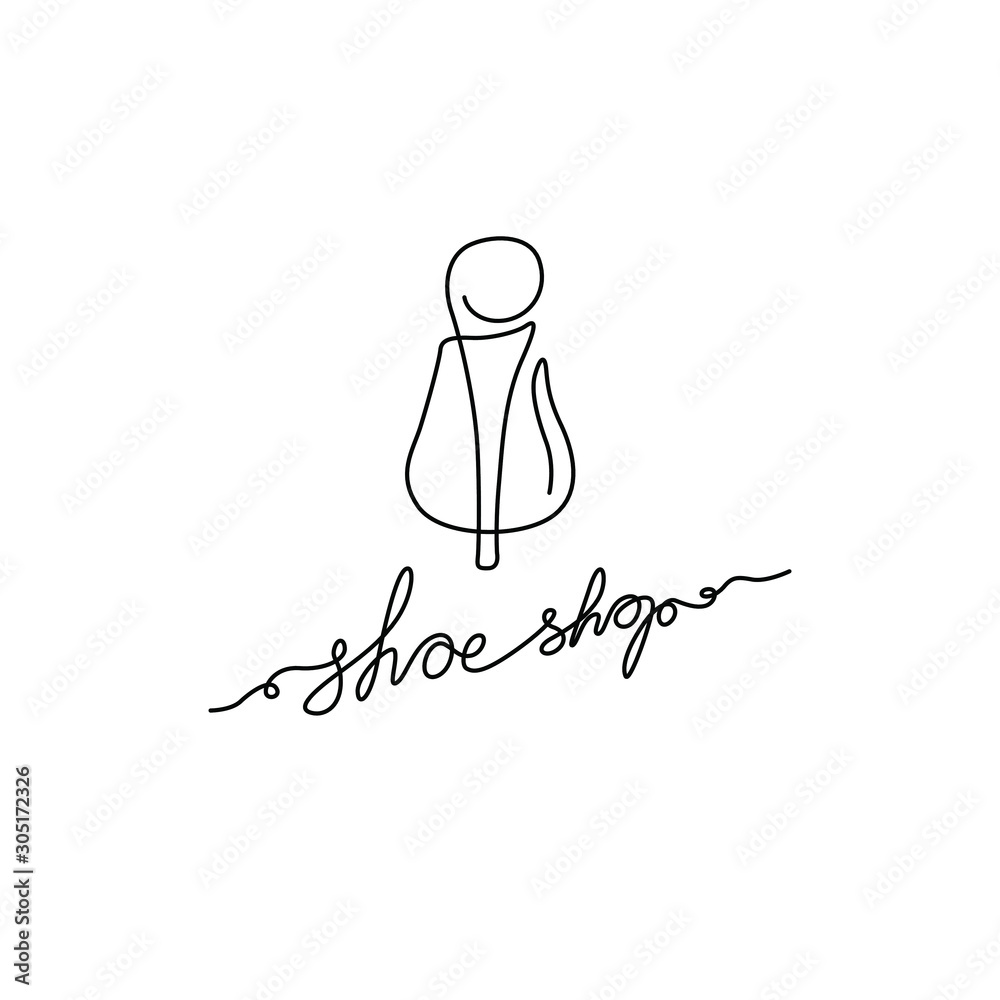 Women shoes emblem or logo design, continuous line drawing, hand ...