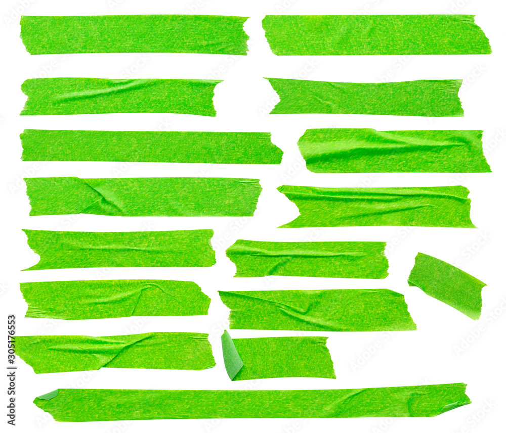 Green adhesive paper tape isolated on white background Stock Photo ...