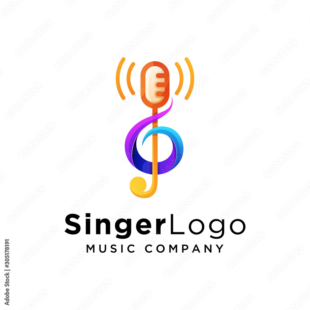 colorful singer music logo design premium vector Stock Vector | Adobe Stock