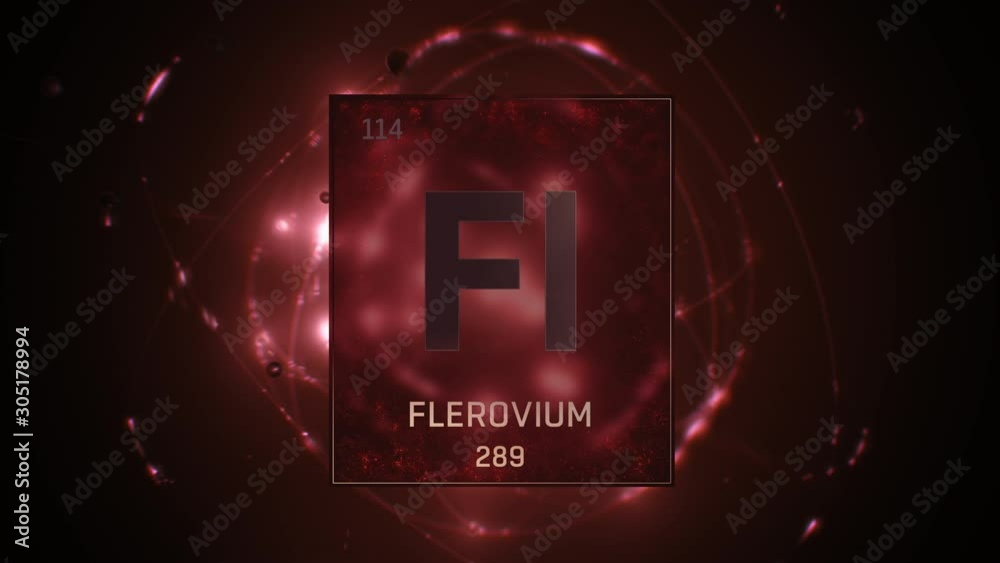 Flerovium as Element 114 of the Periodic Table. Seamlessly looping 3D ...