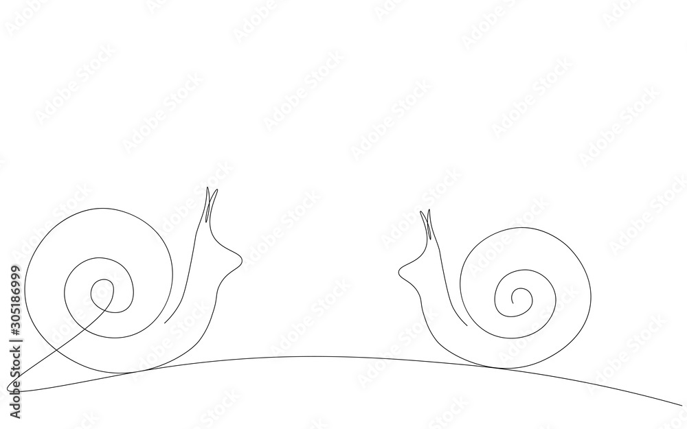 Snail animal continuous line drawing, vector illustration Stock Vector ...