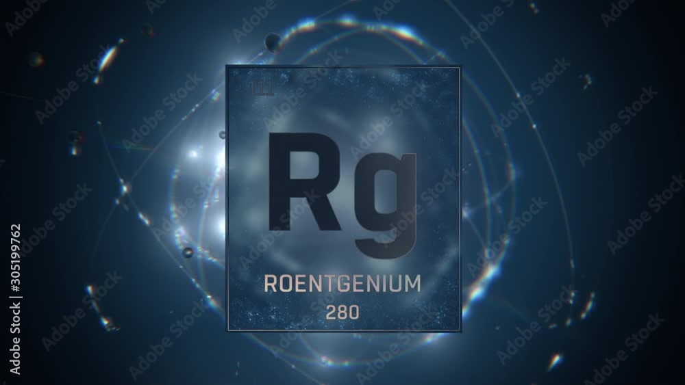Roentgenium as Element 111 of the Periodic Table. Seamlessly looping 3D ...