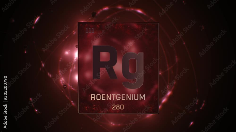 Roentgenium as Element 111 of the Periodic Table. Seamlessly looping 3D ...