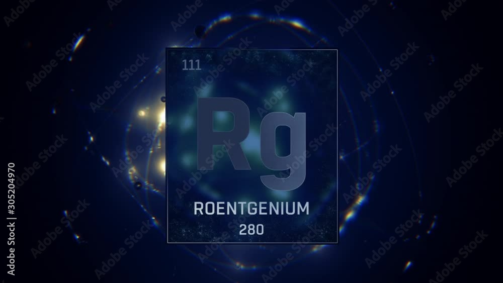 Roentgenium as Element 111 of the Periodic Table. Seamlessly looping 3D ...