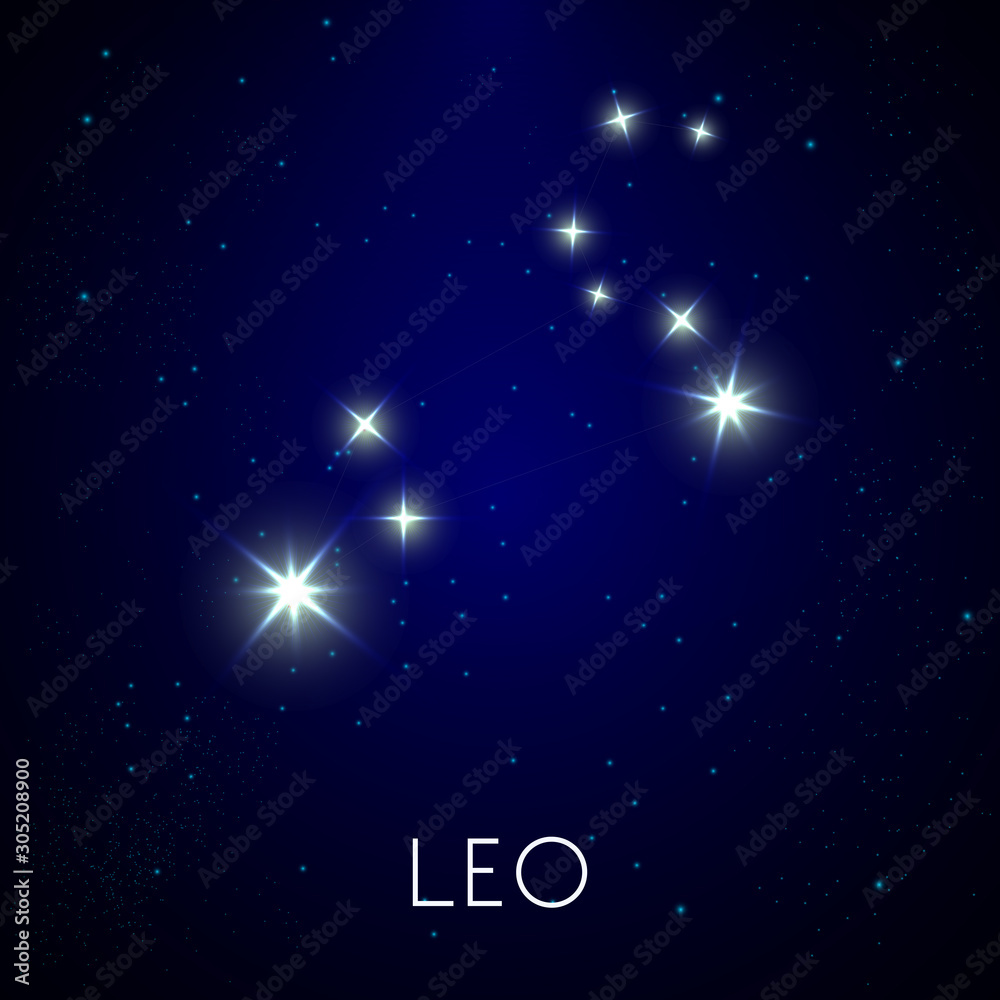 Constellation of Leo zodiacal sign, bright stars on night sky Stock ...