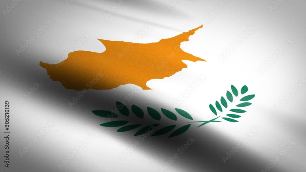 Flag of the Republic of Cyprus. Waving flag with highly detailed fabric ...
