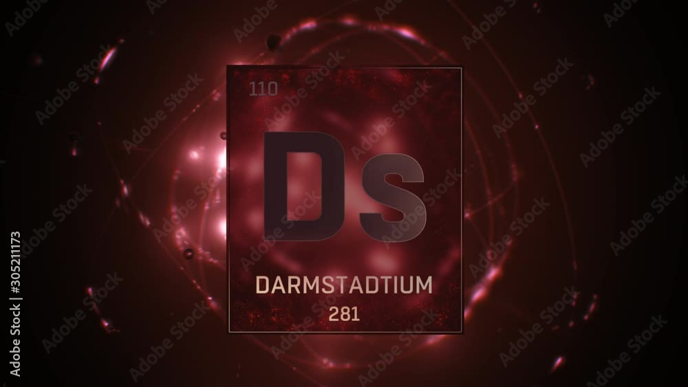 Darmstadtium as Element 110 of the Periodic Table. Seamlessly looping ...