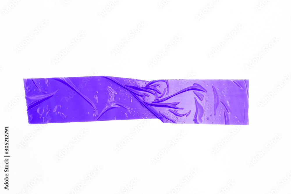 purple tapes on white background. Torn horizontal and different size ...