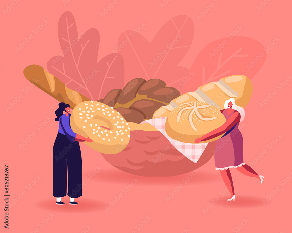 Tiny People Eating or Cooking Bakery Food Enjoying Homemade Flour ...