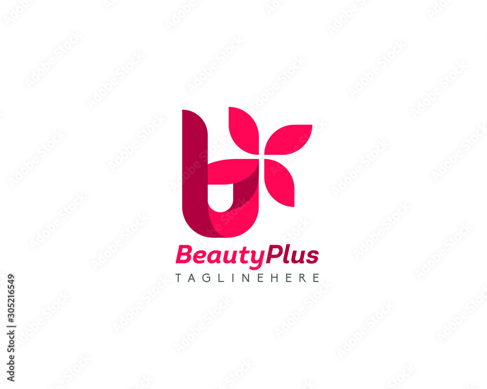 Beauty Plus Initial Letter B Logo Design template Stock Vector | Adobe ...