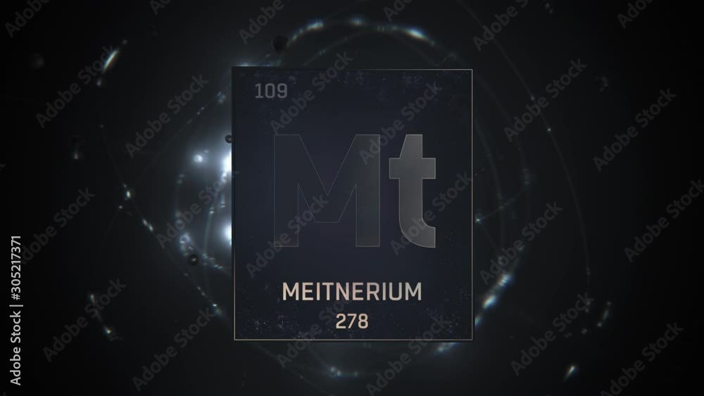 Meitnerium as Element 109 of the Periodic Table. Seamlessly looping 3D ...