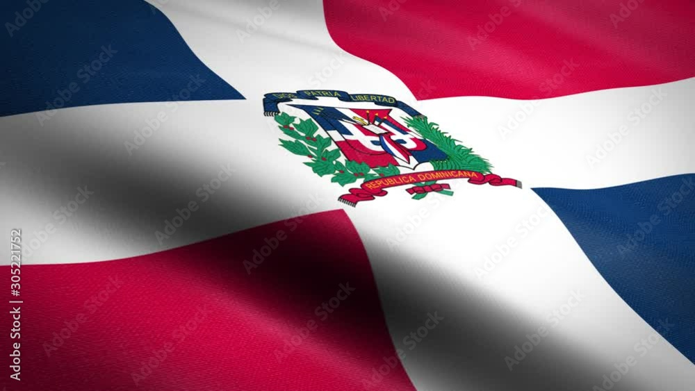 Flag of the Dominican Republic. Waving flag with highly detailed fabric ...