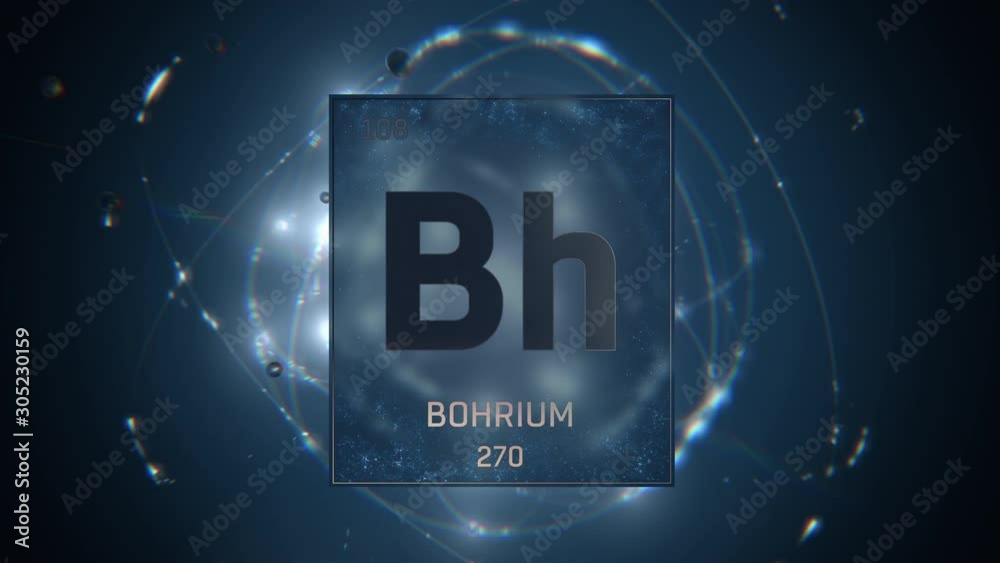 Bohrium as Element 107 of the Periodic Table. Seamlessly looping 3D ...