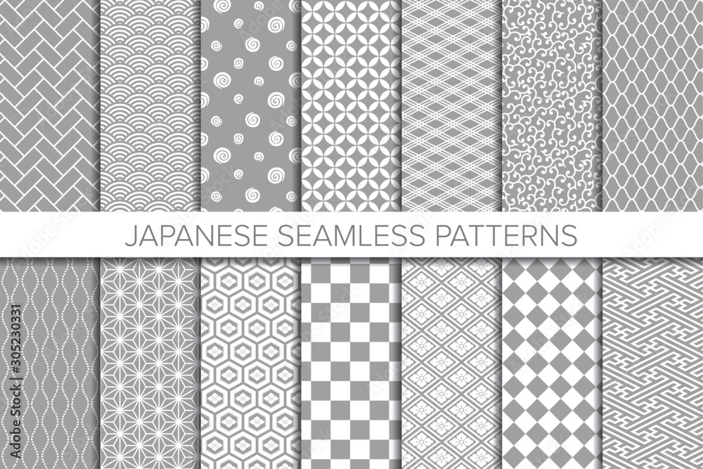 Set of Japanese background. Seamless pattern.Vector. 和風パターンコレクション Stock ...