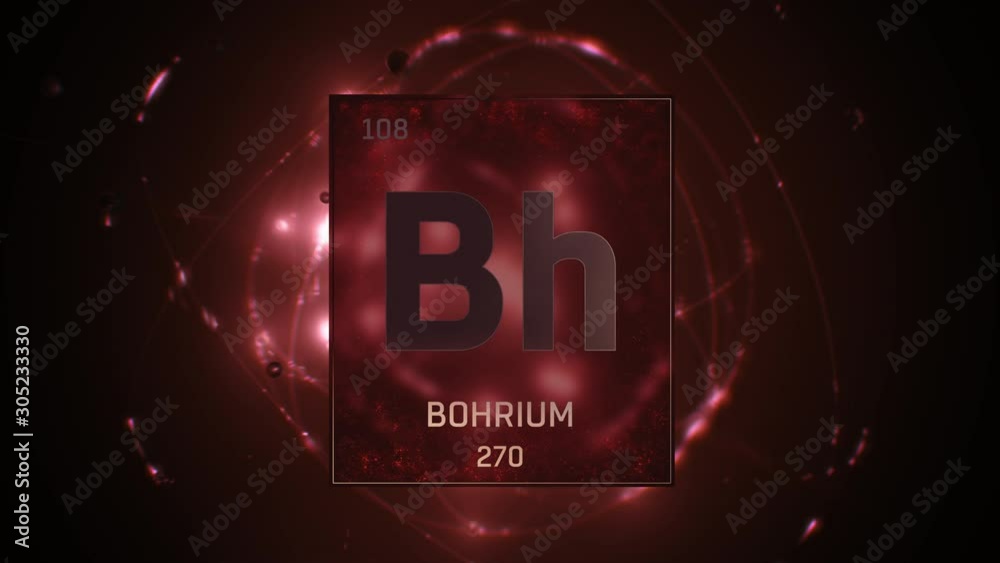 Bohrium as Element 107 of the Periodic Table. Seamlessly looping 3D ...