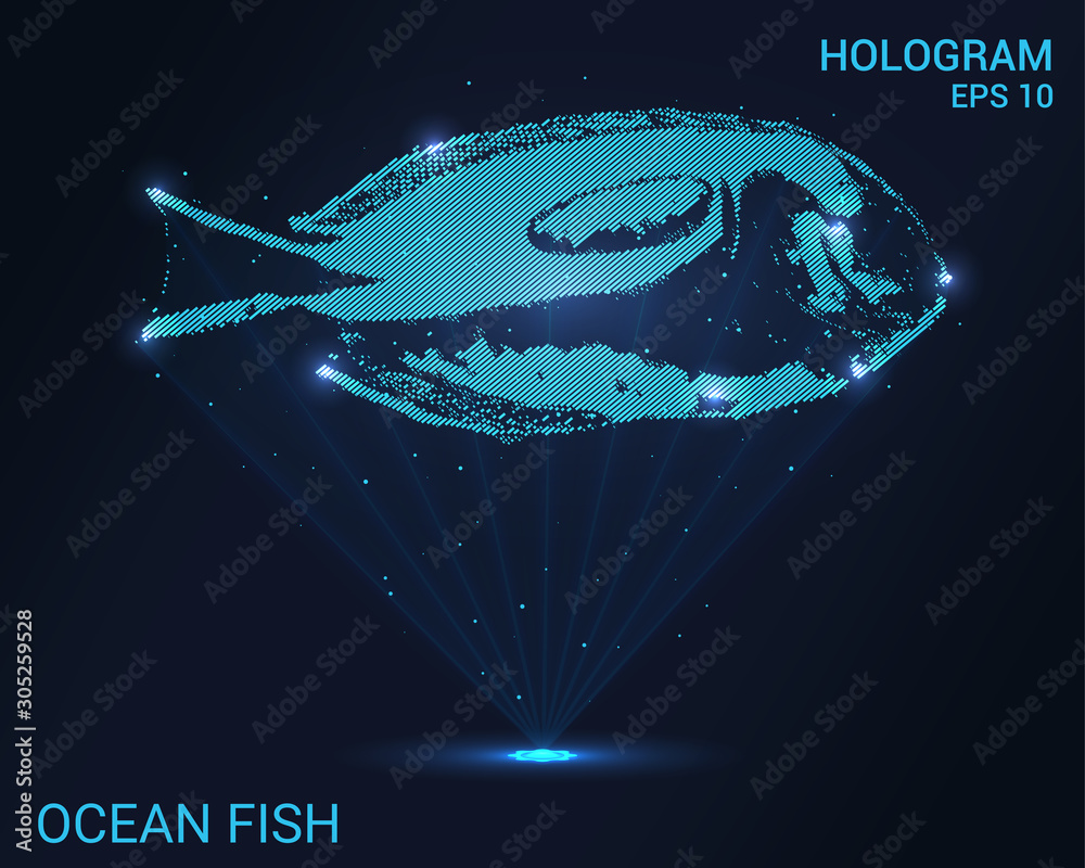 Hologram ocean fish. A holographic projection of aquarium fish ...