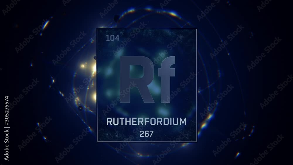 Rutherfordium as Element 104 of the Periodic Table. Seamlessly looping ...