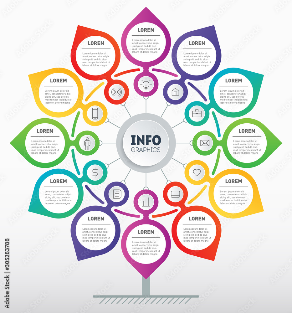 Business presentation or info graphics concept with 12 steps. Template ...