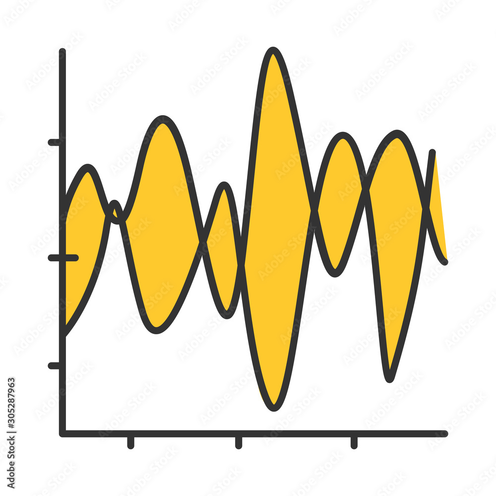 Stream graph color icon. Seismic chart. Amplitudes and motion waves ...