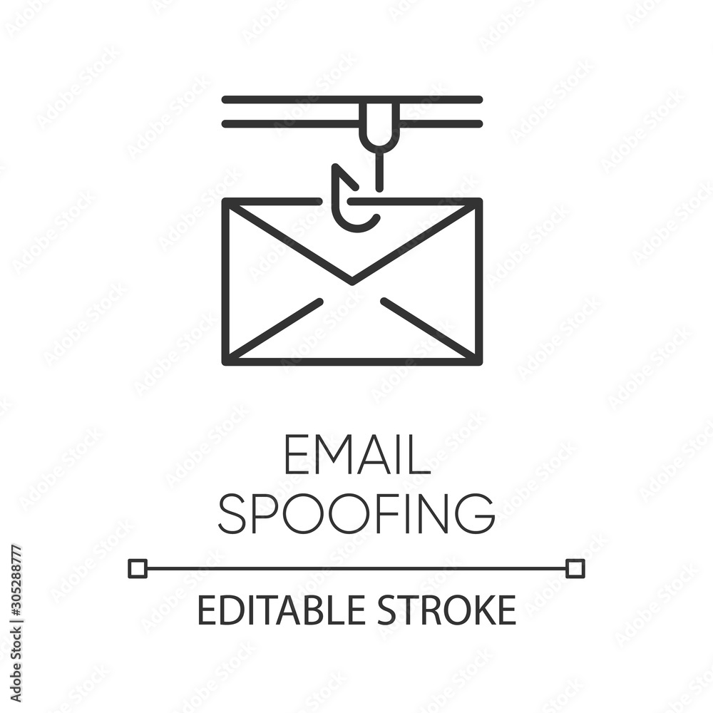 Email spoofing linear icon. Illegitimate business. Forged sender ...