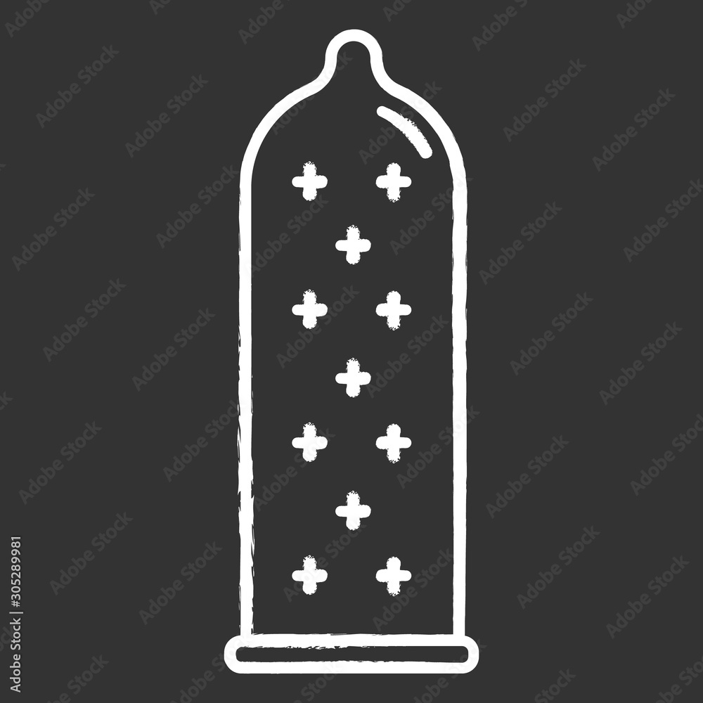 Contraceptive Chalk Icon Female Latex Reusable Condom With Dots
