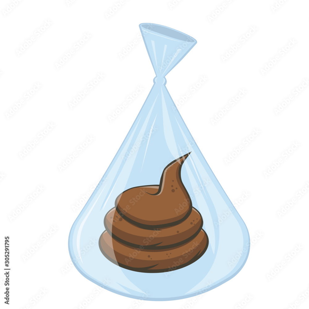 cartoon illustration of dog shit in a plastic bag Stock Vector | Adobe ...