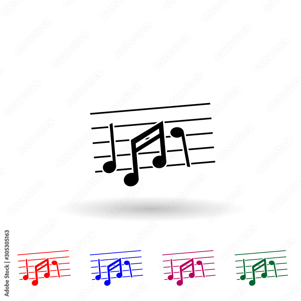 Music notes multi color icon. Simple glyph, flat vector of music ...