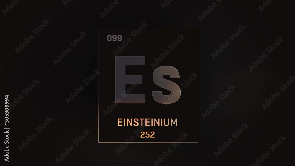 Einsteinium as Element 99 of the Periodic Table. Seamlessly looping 3D ...
