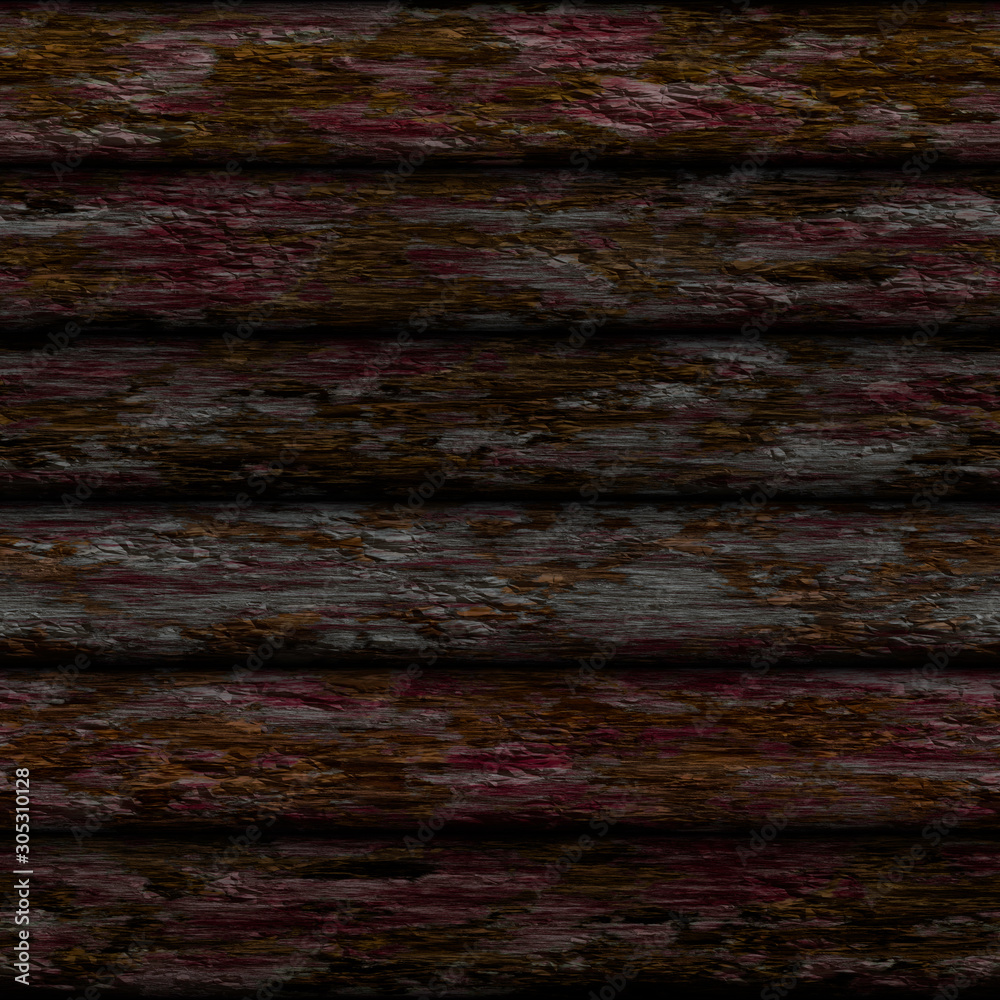 Cottage wooden log wall in the forest, traditional old architecture ...