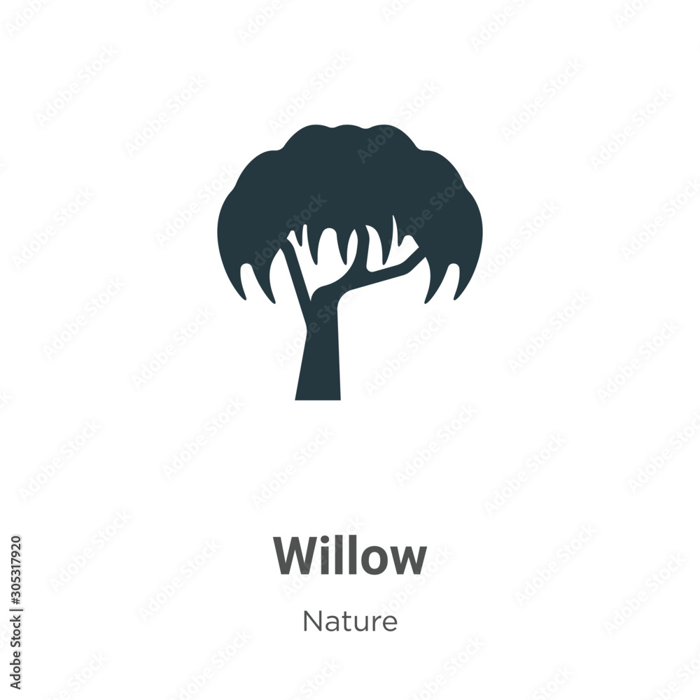Willow vector icon on white background. Flat vector willow icon symbol ...