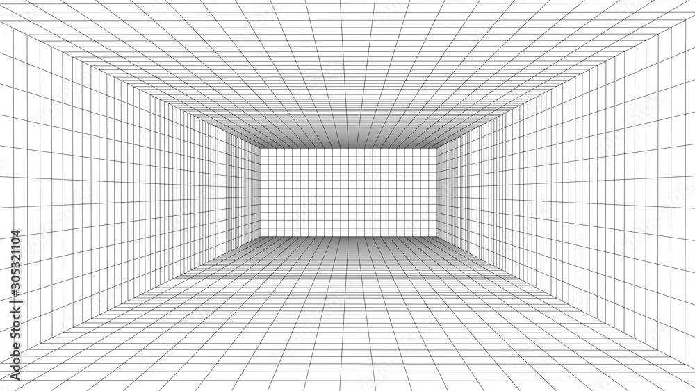 Vector perspective grid. Detailed lines on white background. Stock ...