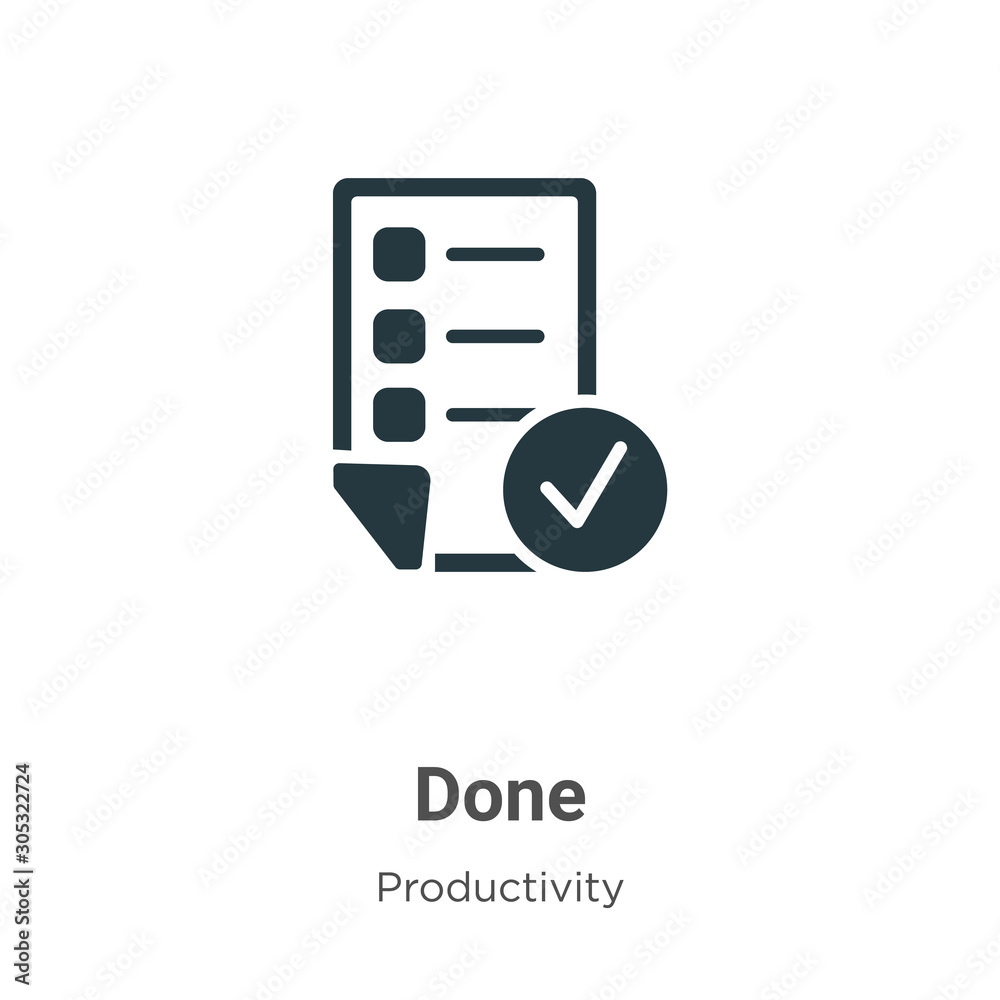 Done vector icon on white background. Flat vector done icon symbol sign ...